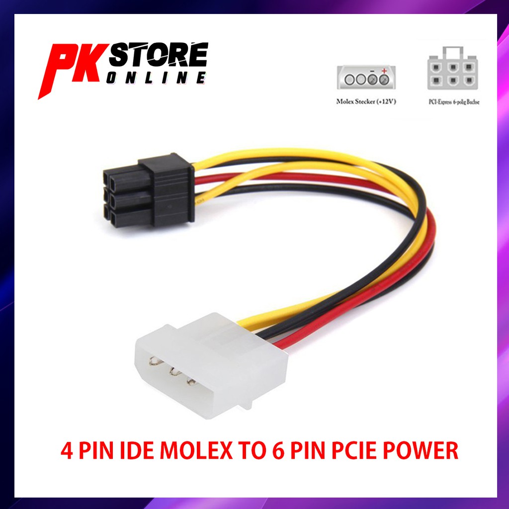 4 PIN IDE MOLEX TO 6 PIN POWER CABLE GPU GRAPHIC CARD | Shopee Malaysia
