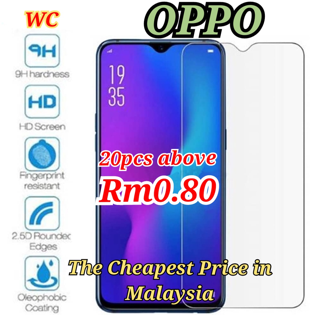 OPPO Tempered Glass 9H Hardness CLEAR OPPO A60 A18 A38 A17K A98 A79 A96 A53 A93 A12 A3S A5S A5 ...