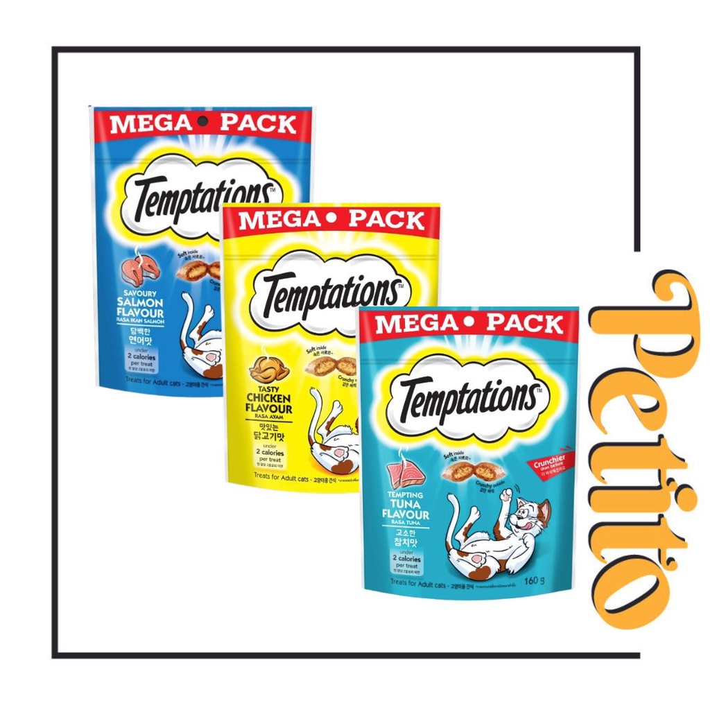 Temptations Mega Pack160g Cat Treats (Savoury Salmon/Tempting Tuna/Tasty Chicken) | Shopee Malaysia
