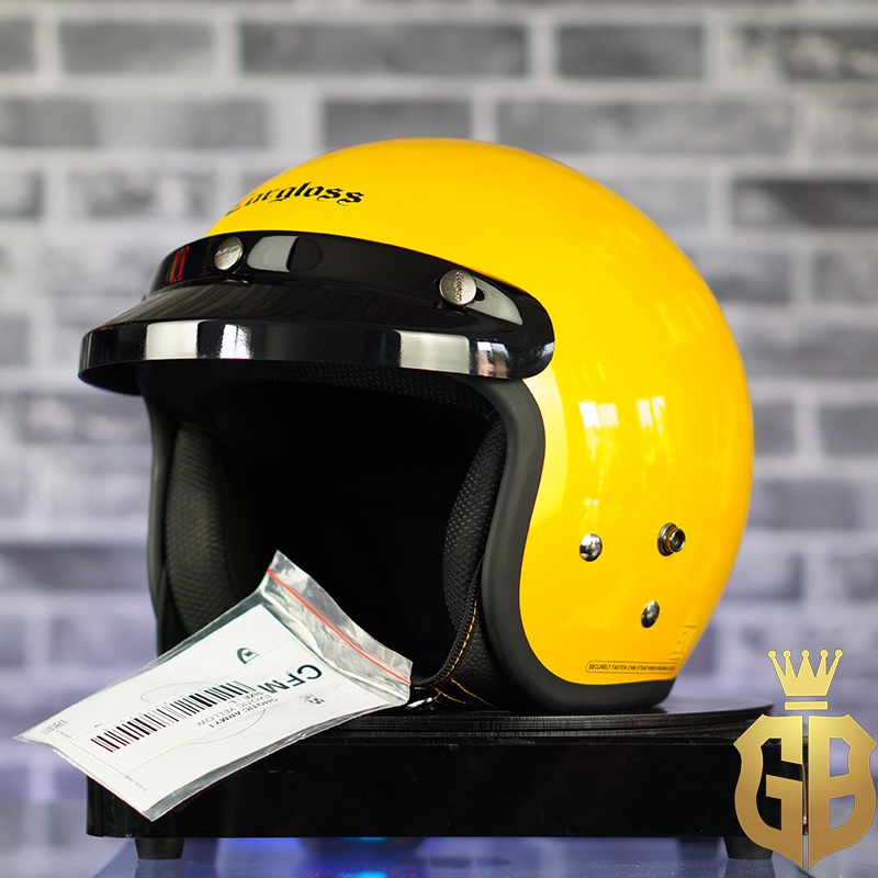 Cargloss ORIGINAL CFM RETRO HALF FACE Helmet - Exotic Yellow Glossy ...