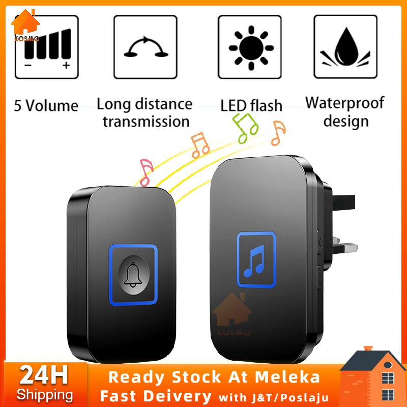 💒Waterproof Wireless Doorbell 300M Range UK Plug Door Bell Durable Home ...
