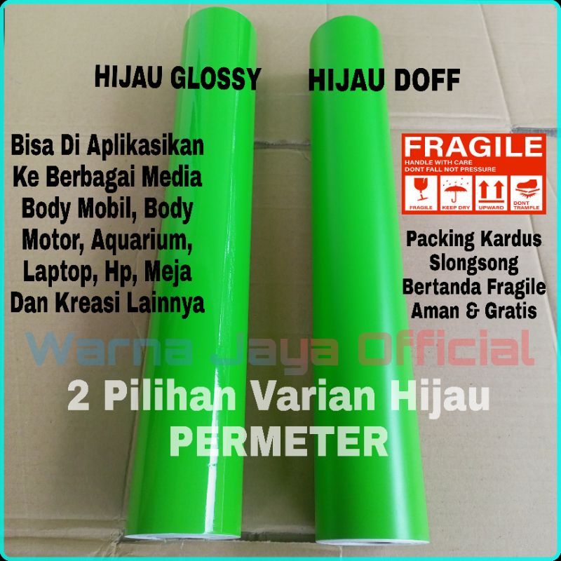 HP HIJAU PER METER/ 100cm Sticker Scotlet Scotlet Glossy Green & Doff ...