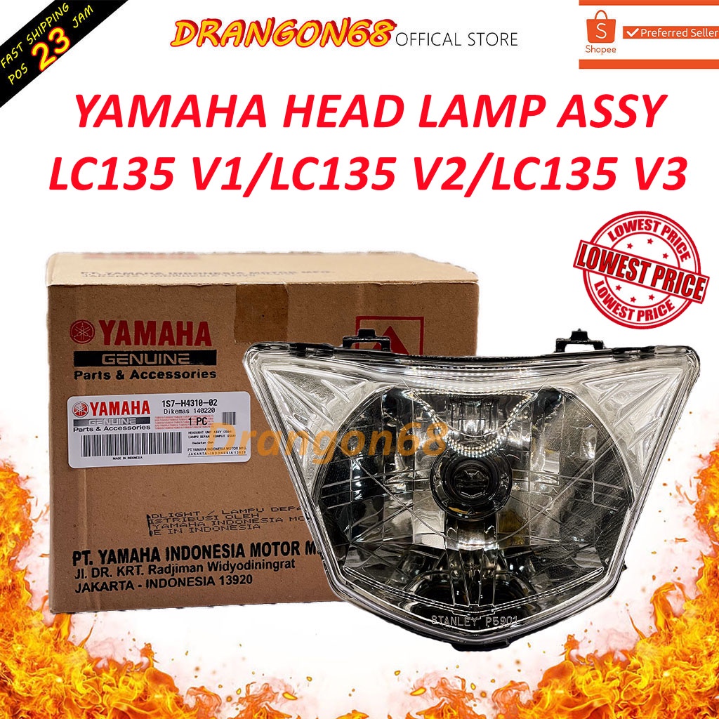 HEAD LAMP LC135 V1 /V2 / V3 FRONT HEAD LIGHT ASSY , LAMPU 100% ORIGINAL YAMAHA LC135 NEW ...
