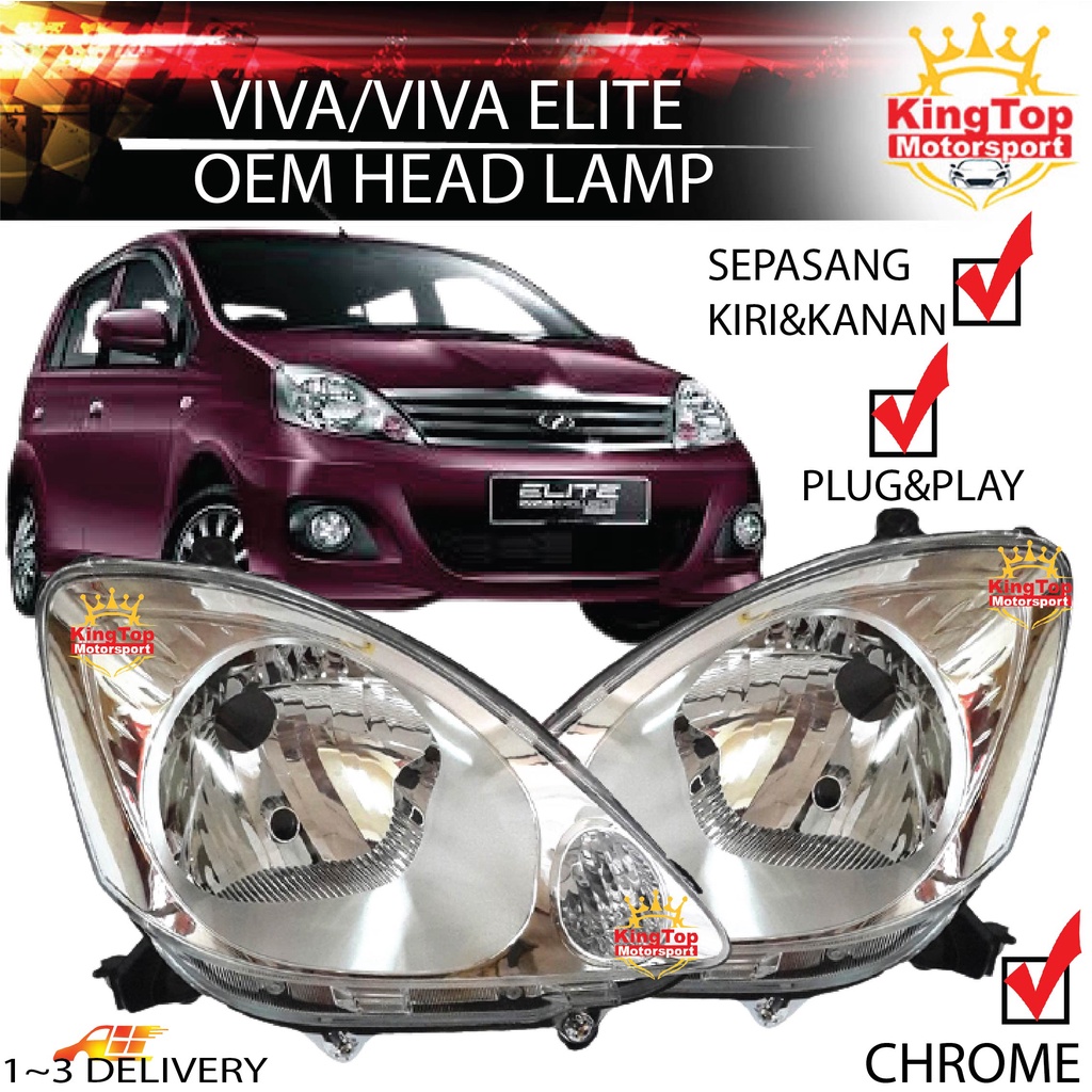 Perodua Viva / Viva Elite Head Lamp - Chrome | Shopee Malaysia