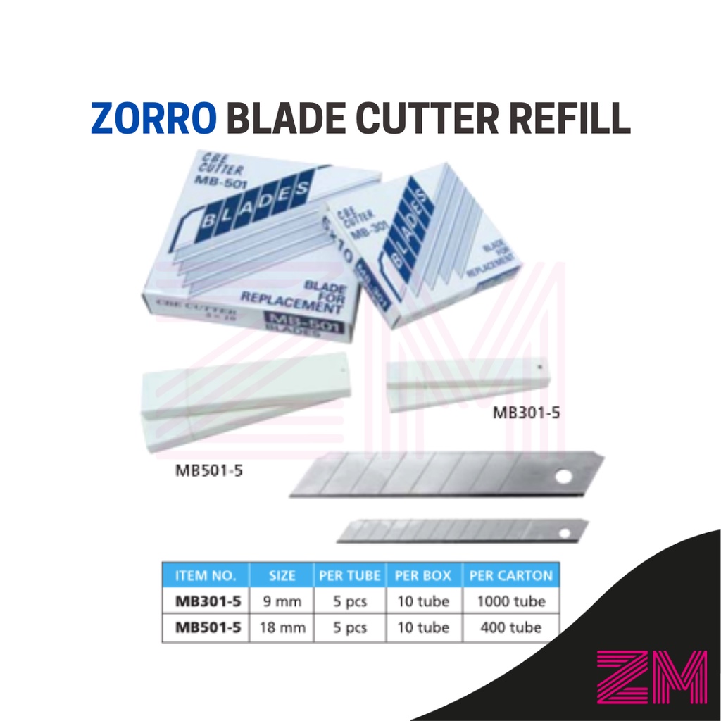 ZORRO Cutter Blade Refill 18mm (DB) | Shopee Malaysia