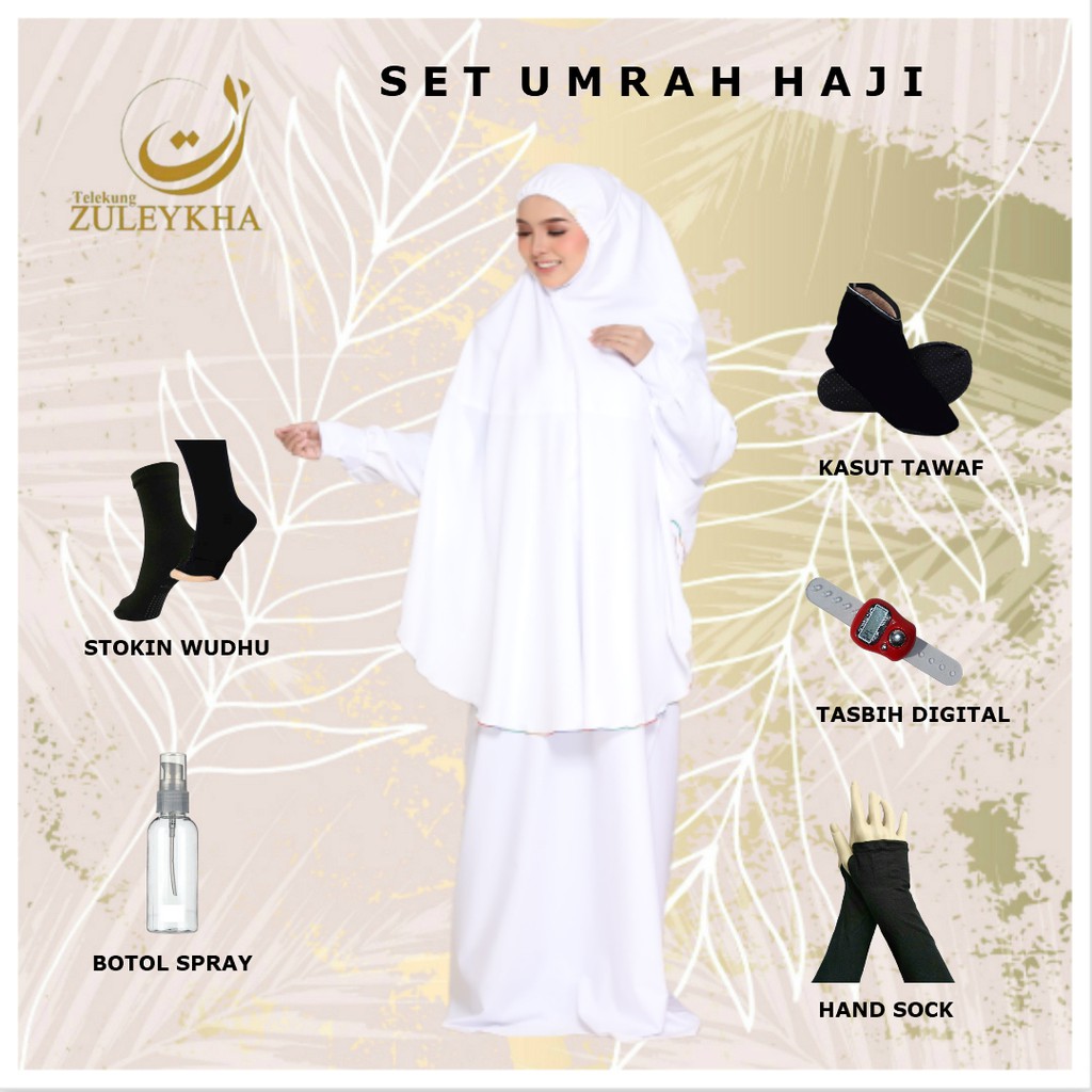 SET UMRAH HAJI TELEKUNG TANGAN + KAIN (WHITE) | Shopee Malaysia