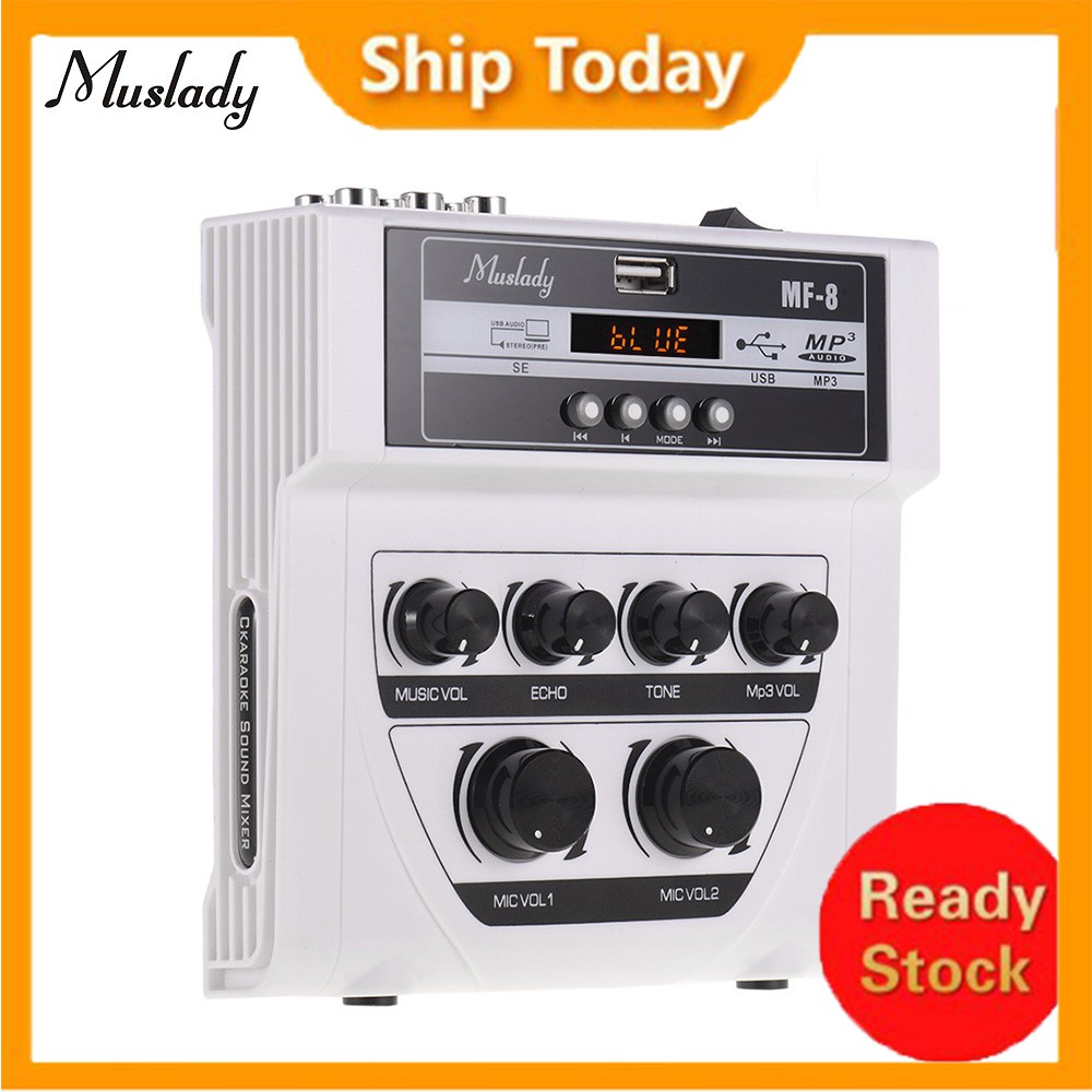 Muslady MF-8 Mini Karaoke Sound Audio Mixer Stereo Echo Mixers Dual Microphone Inputs Suppor ...