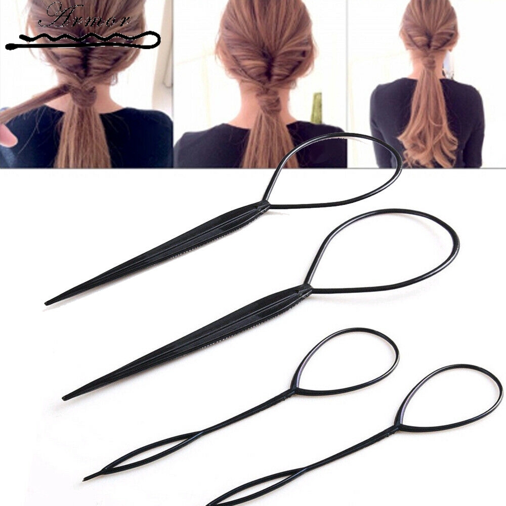 [4Pcs/Set Women Hair Loop Styling Tool ] [Magic Simple Tail Hair Braid ...