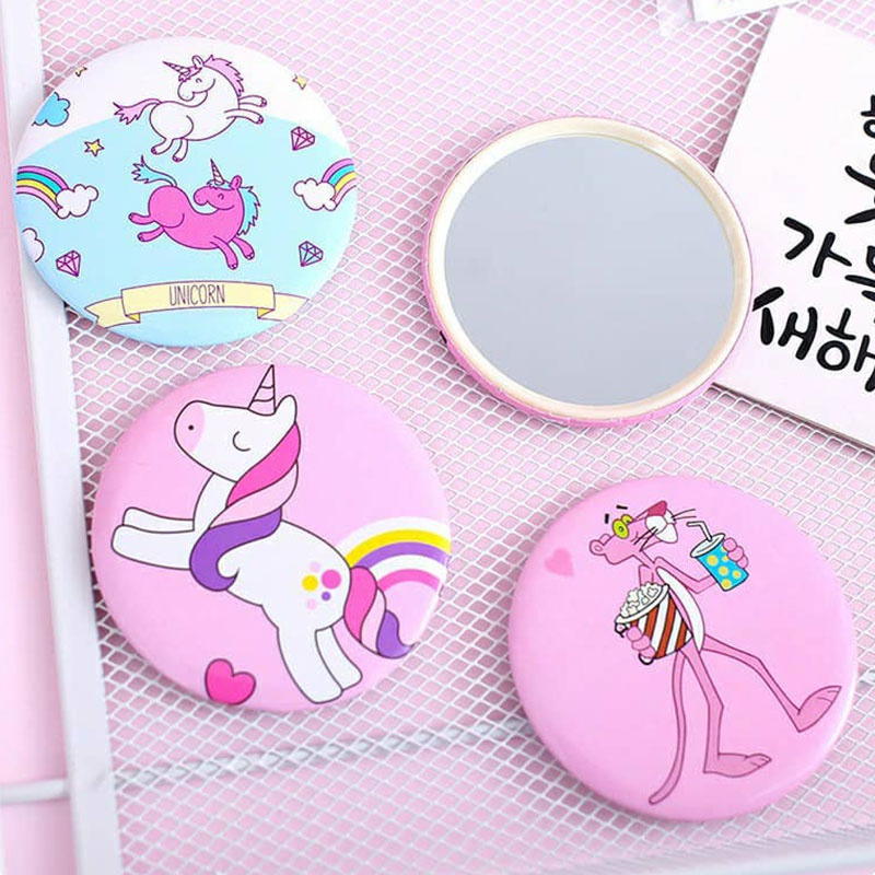 Cartoon Mini Size Mirror Round Pocket Travel Mini Cute Make Up Cosmetic ...