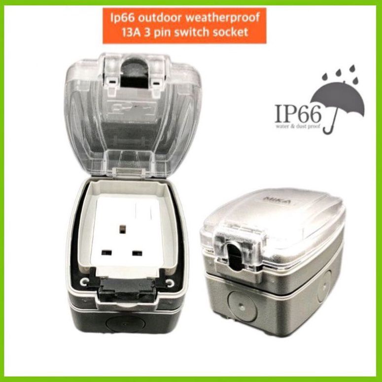 *READY STOCK* IP66 13A WEATHERPROOF OUTDOOR SWITCH SOCKET (TRANSPARENT ...