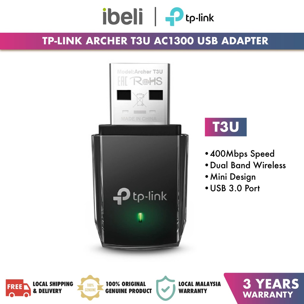 TP-Link Archer Mini Wireless Mu-Mimo USB Wi-Fi Adapter T3U/AC1300 ...