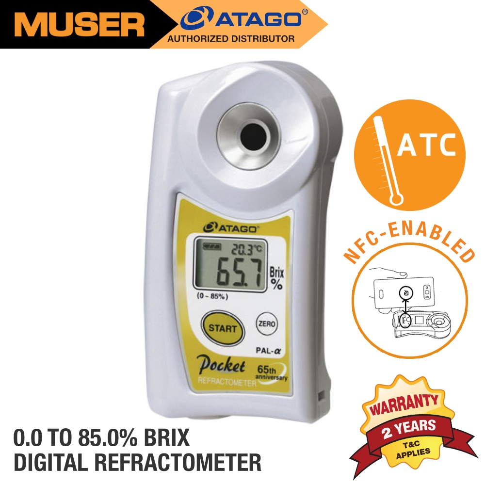 Atago PAL-α PAL-Alpha (3840) Digital Pocket Refractometer // 0.0 to 85. ...