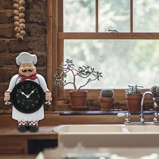 European country creative chef wall clock living room kitchen dining ...
