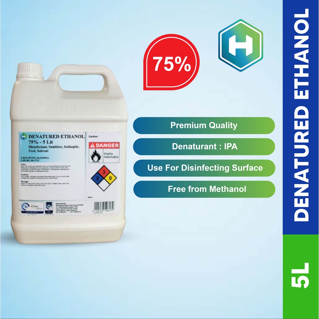 LOW PRICE Denatured Ethanol 75% (DEA 75%) 5 Litre | Shopee Malaysia