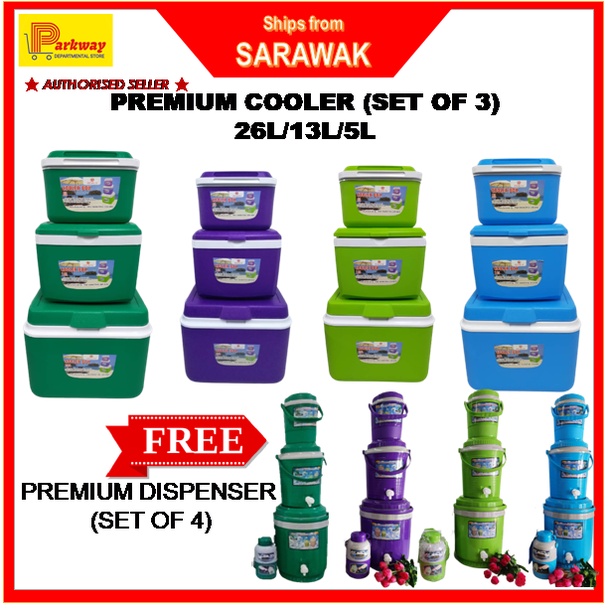 [EAST MSIA] COOLER BOX ICE CONTAINER SET 7 IN 1 PICNIC Cooler Box Kotak ...