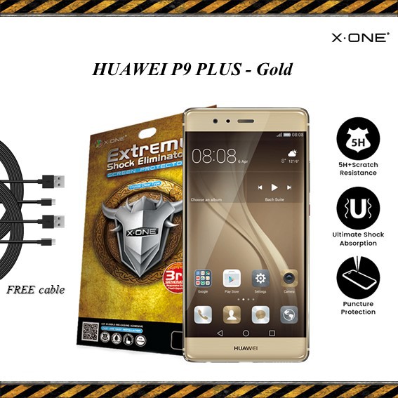Huawei P9 Plus X-One Extreme Shock Eliminator Screen Protector (Gold ...