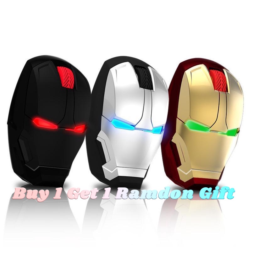 Mute Mouse 2.4Ghz Super Hero Computer Mouse Iron Man Wireless Mouse Led ...