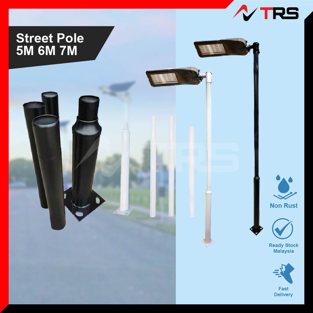 Heavy duty split connect street pole GALVANIZED STEEL solar light lampu ...