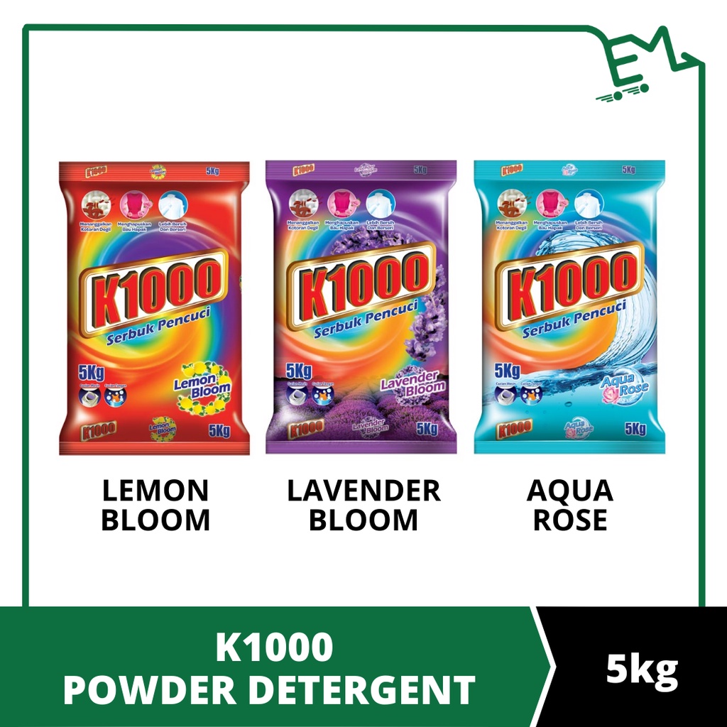 K1000 Powder Detergent 5kg [Lemon Bloom/Lavender Bloom/Aqua Rose ...