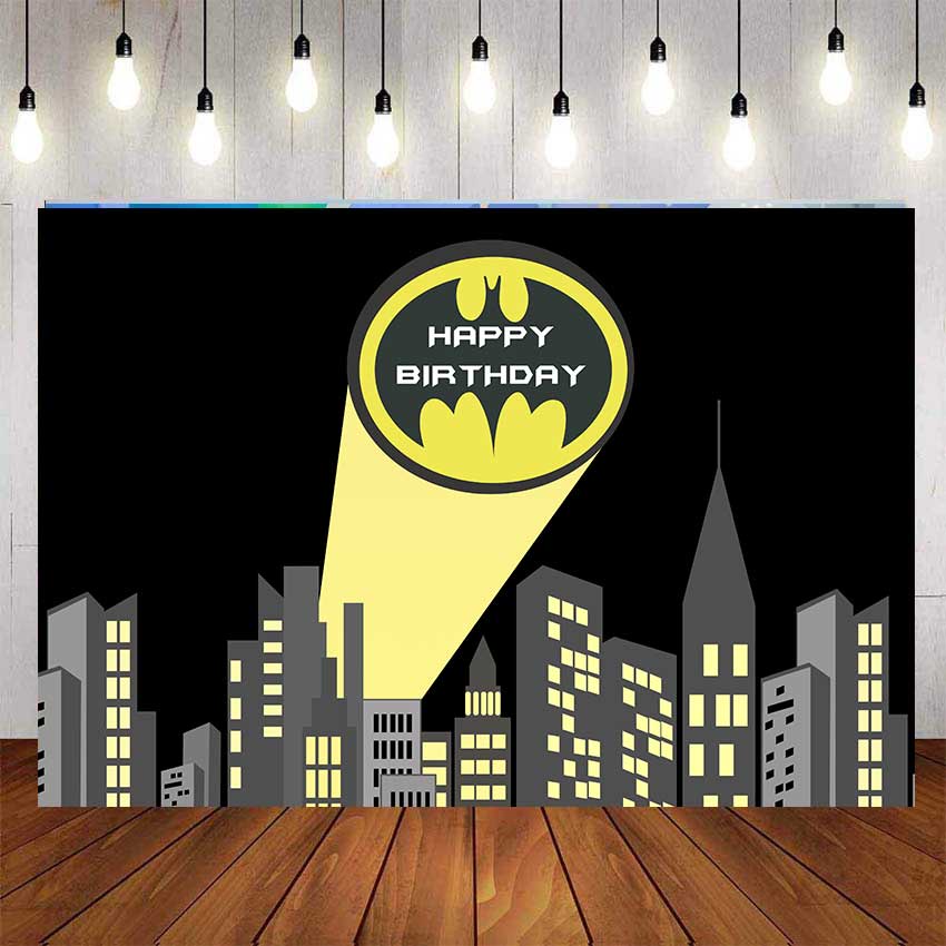 Superhero Batman Birthday Backdrop For Photography Baby Boy Kids Black ...