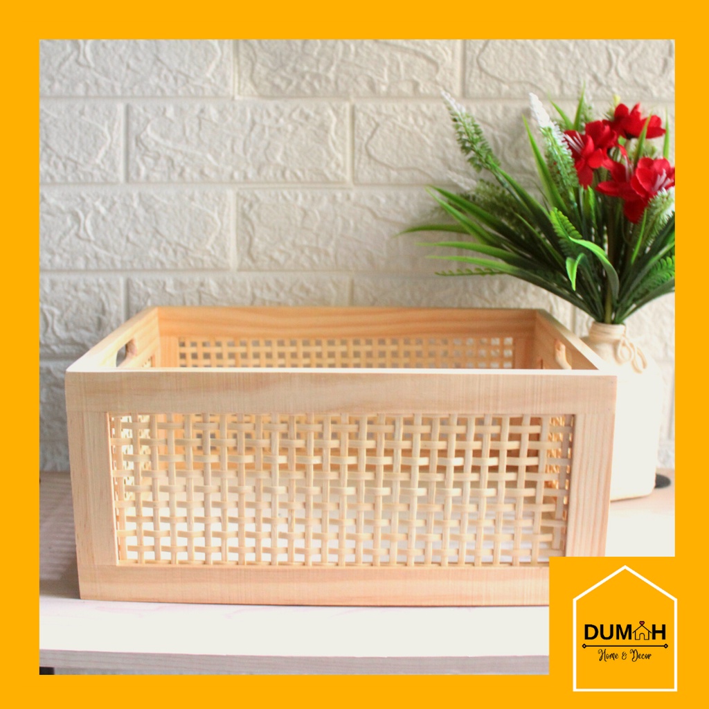 Wooden Rattan Weave Nordic Basket Bakul Rotan for Pantry Decor Balang ...