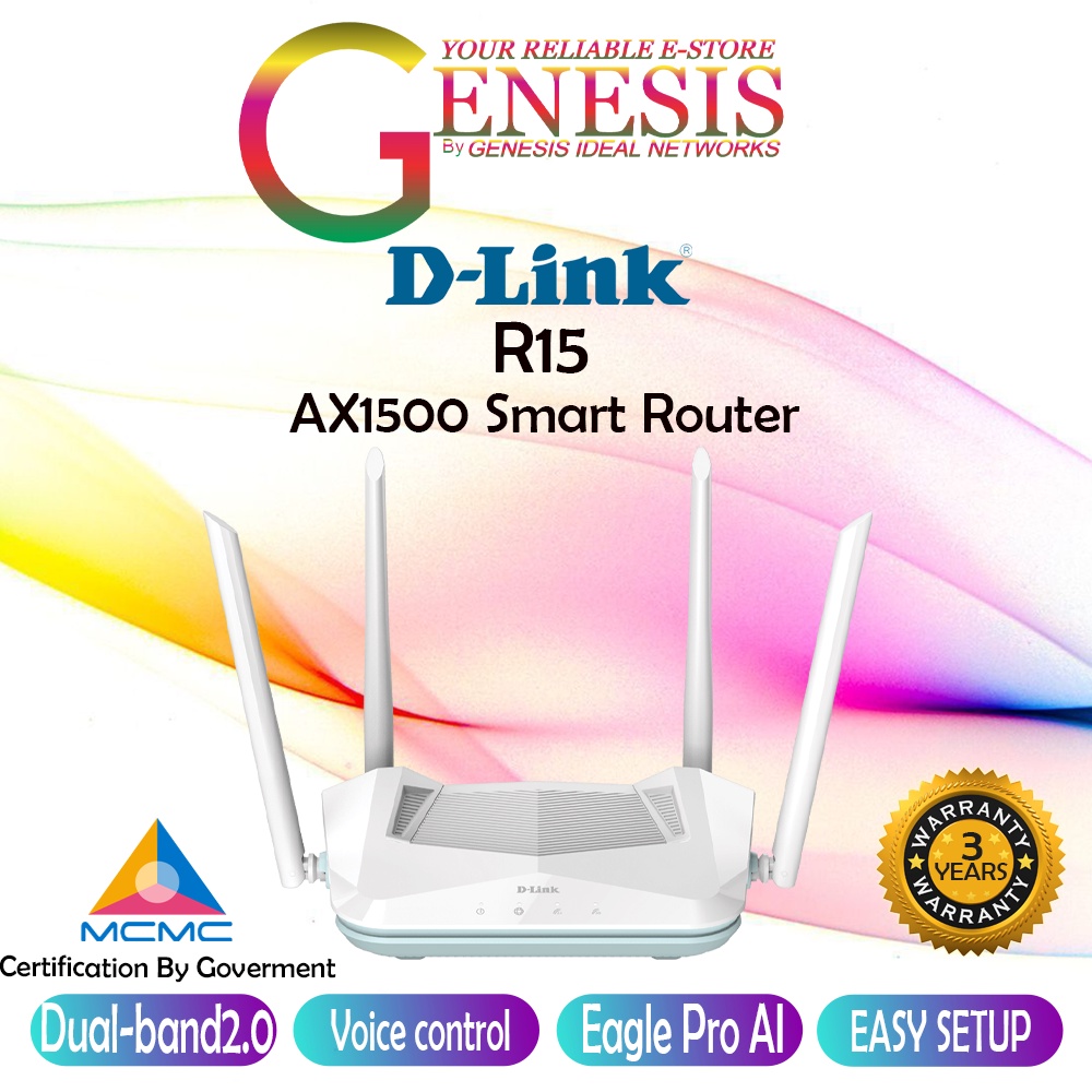 D-Link R15 Eagle Pro AI AX1500 Smart Wireless WiFi 6 Mesh (R15+M15+E15 ...