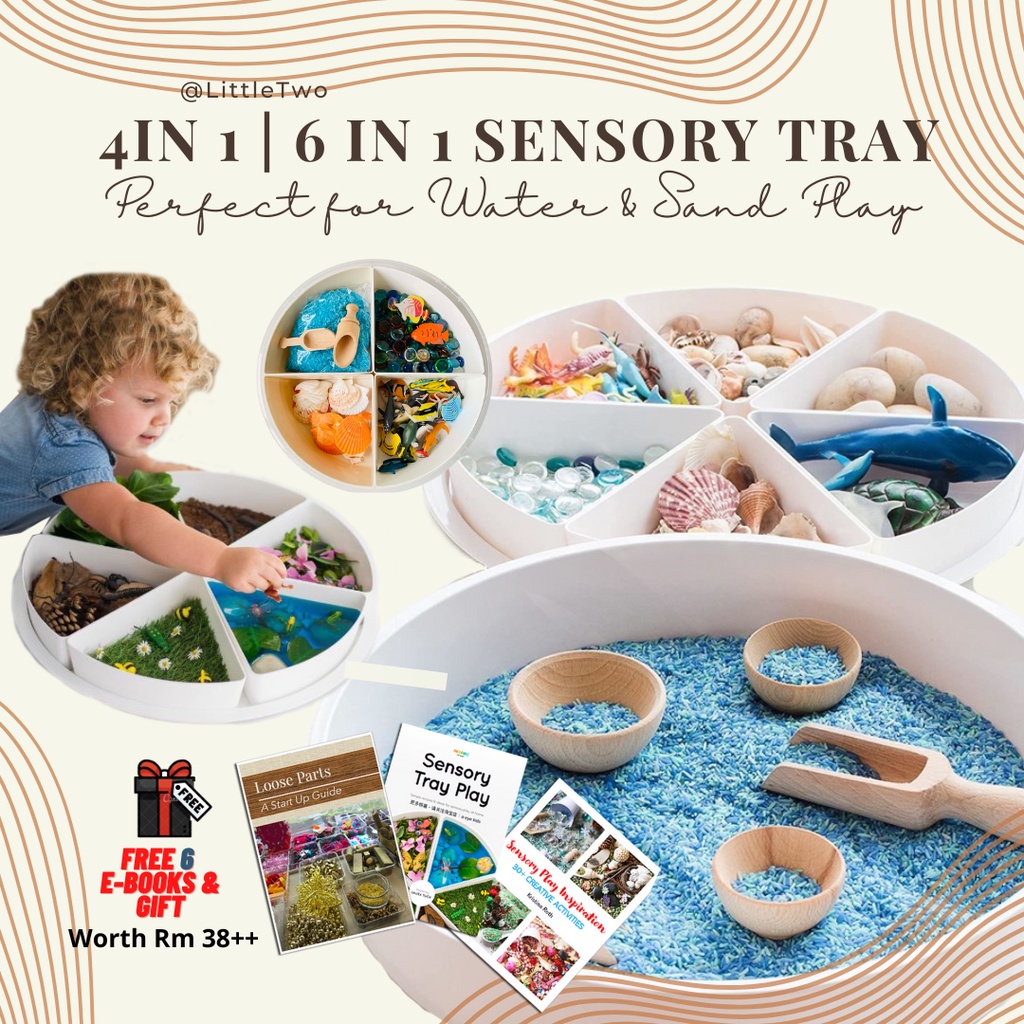 6in1 | 4in1 White Sensory Tray ABS Compartment Box Tupperware Mess ...