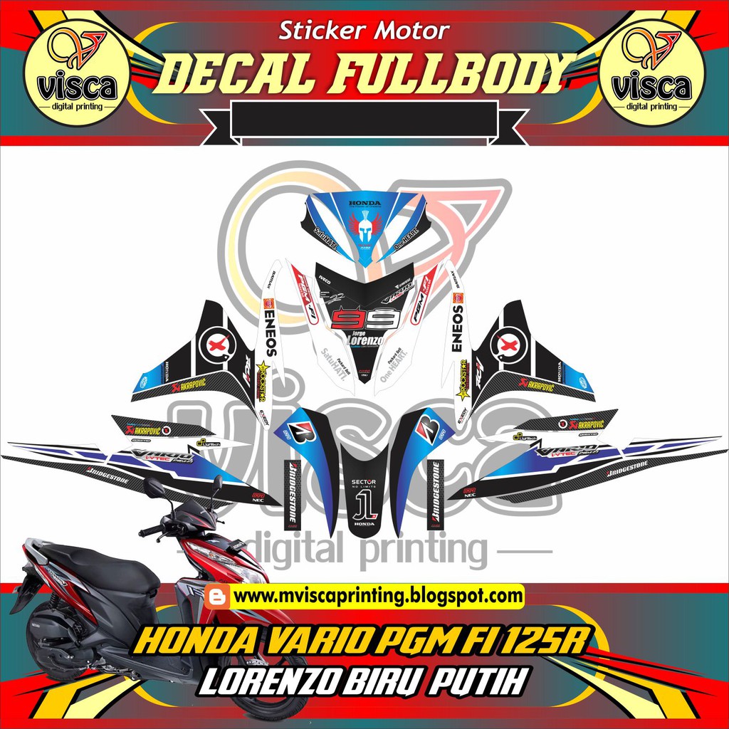 Honda VARIO PGM FI 125R LORENZO DECAL BLUE MOTORCYCLE STRIPING DECAL ...