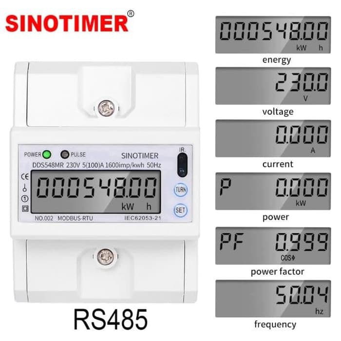 Energy Meter Single Phase 5-100A 230V AC with RS485 Modbus Sinotimer ...