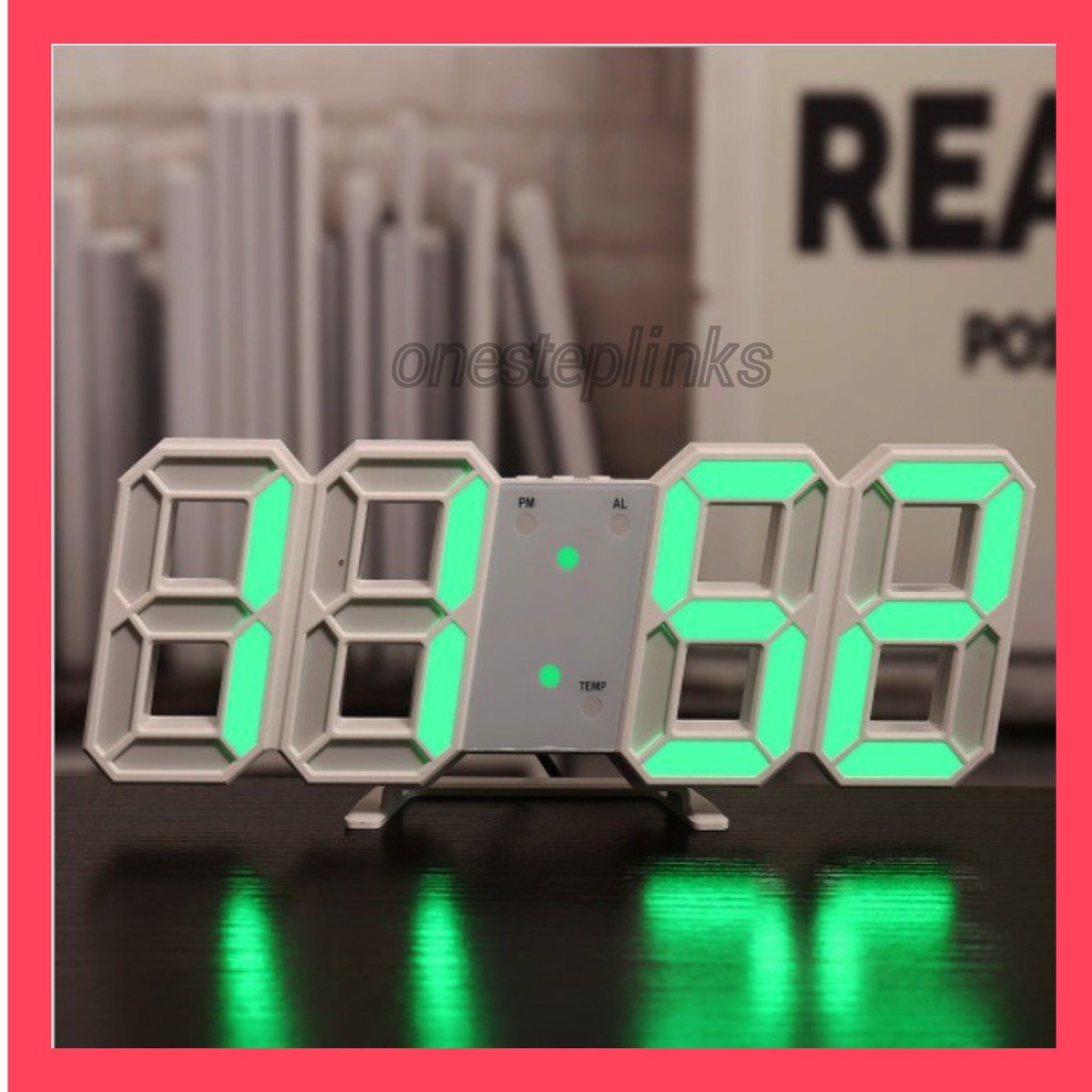 LED Clock Digital 3D Alarm Clock Table Desktop Wall Clock Jam Dinding ...