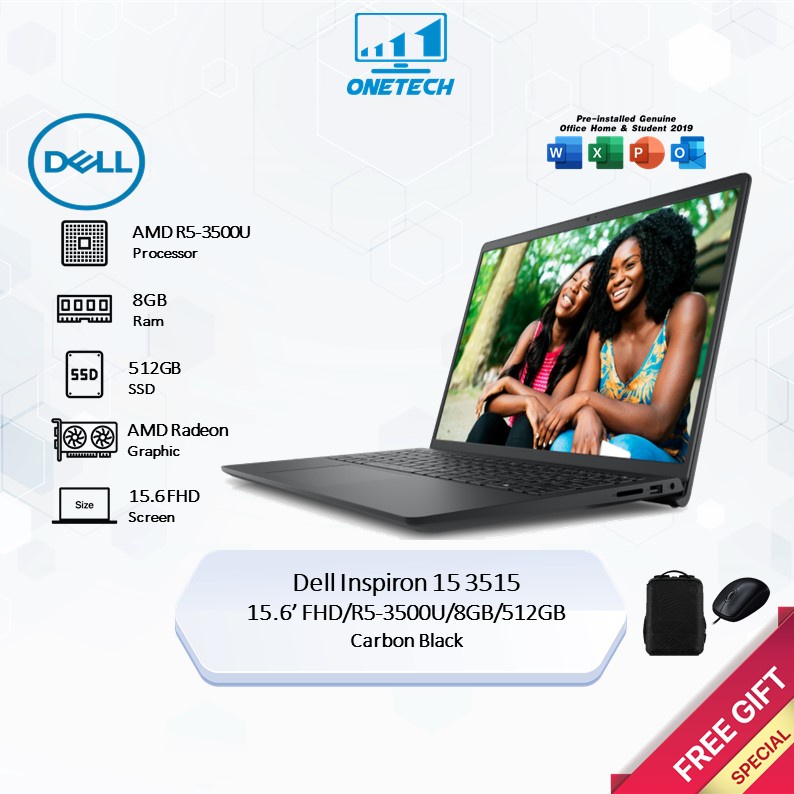 Dell Inspiron 15 3515 Laptop AMD Ryzen 5 / R5 With MS - Carbon Black ...