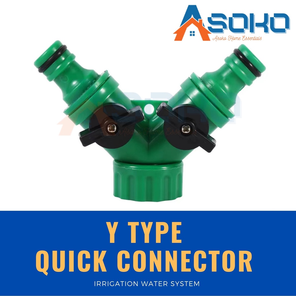 Two Way Garden Hose Pipe Splitter Connector Y Shape Irrigation Adaptor ...