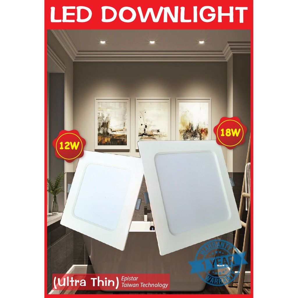 [New Model] LED Downlight 12W 18W Ultra Thin LED Ceiling Panel Recessed ...