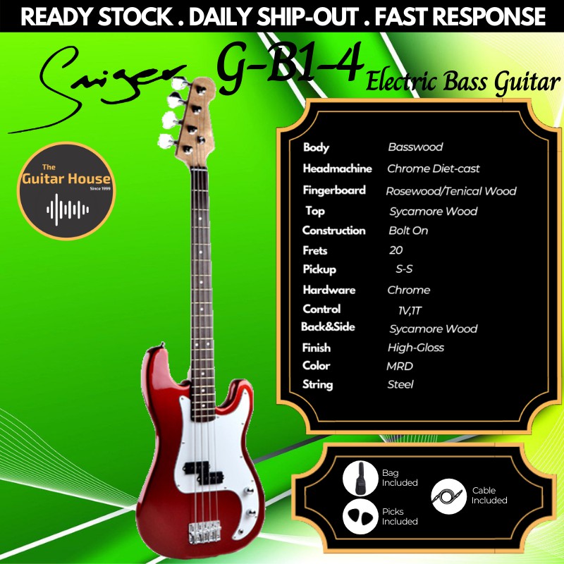 Smiger G-B1-4 Electric Bass Guitar (MRD) | Shopee Malaysia