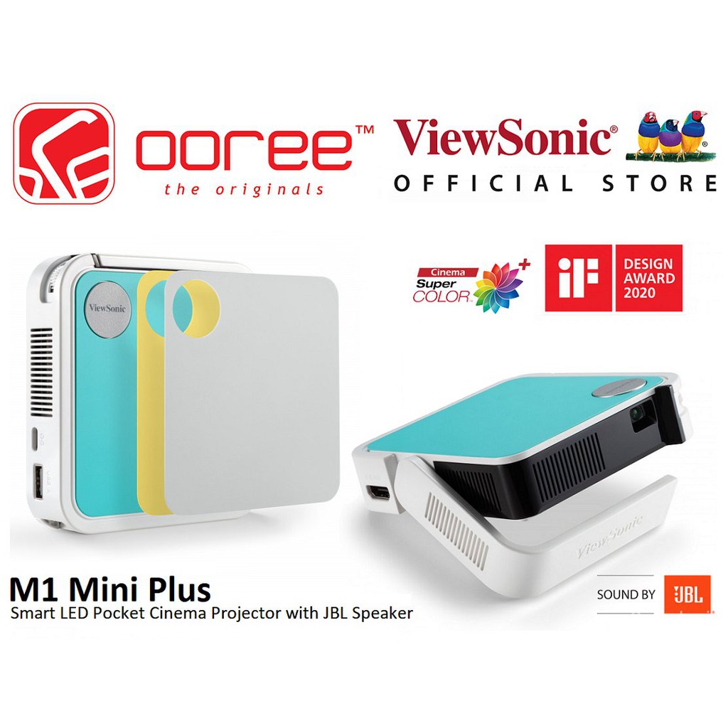 VIEWSONIC M1 MINI PLUS 120 LED 50 ANSI LUMENS PORTABLE MINI PROJECTOR ...