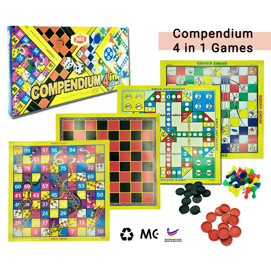 Compendium 4 In 1 Board Games For Kids & Family - 4 Multiplayer Games ...