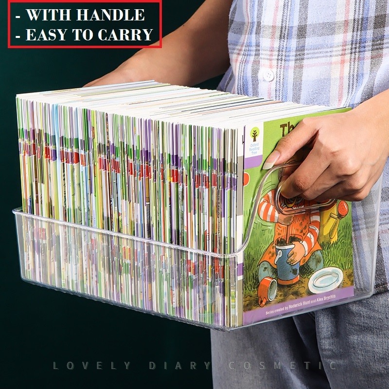Book Storage Box Organizer Transparent Multipurpose Tray A4 Documents ...