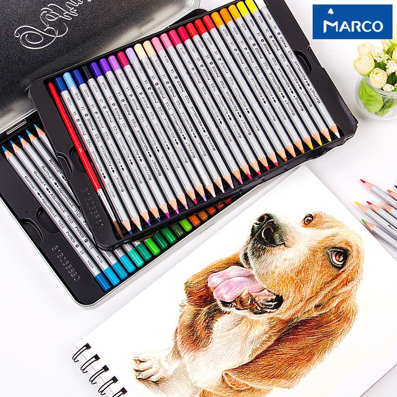 Marco Raffine watercolor pencil set 24/36/72/72 paper box or tin box ...