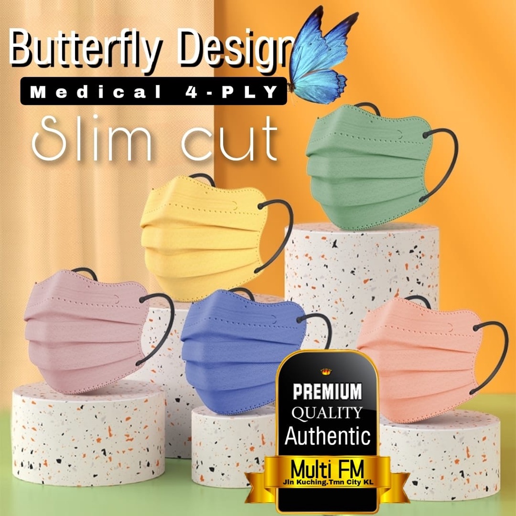 LATEST !!! Butterfly Design Medical 4 Ply Layer 3D face mask Ear Loop ...