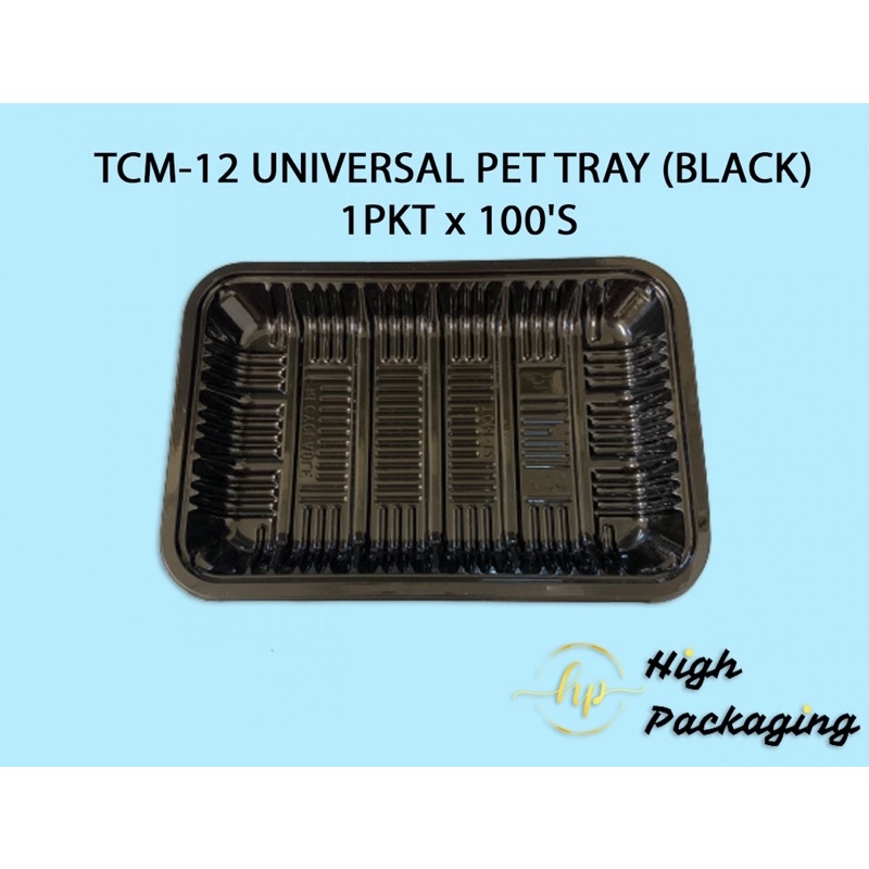 TCM 12 Plastic Food Tray (Black) 100’s | Shopee Malaysia