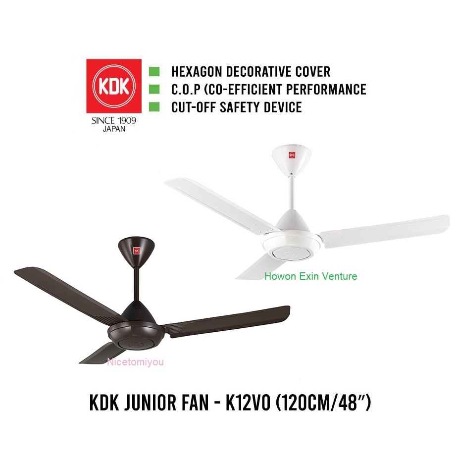 KDK Regulator Ceiling Fan 48" White K12V0 / Brown K12V0-PBR 3 blade ...