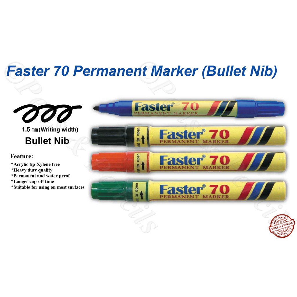 Faster 70 Permanent Marker (Bullet Nib) / 90 Permanent Marker (Chisel ...