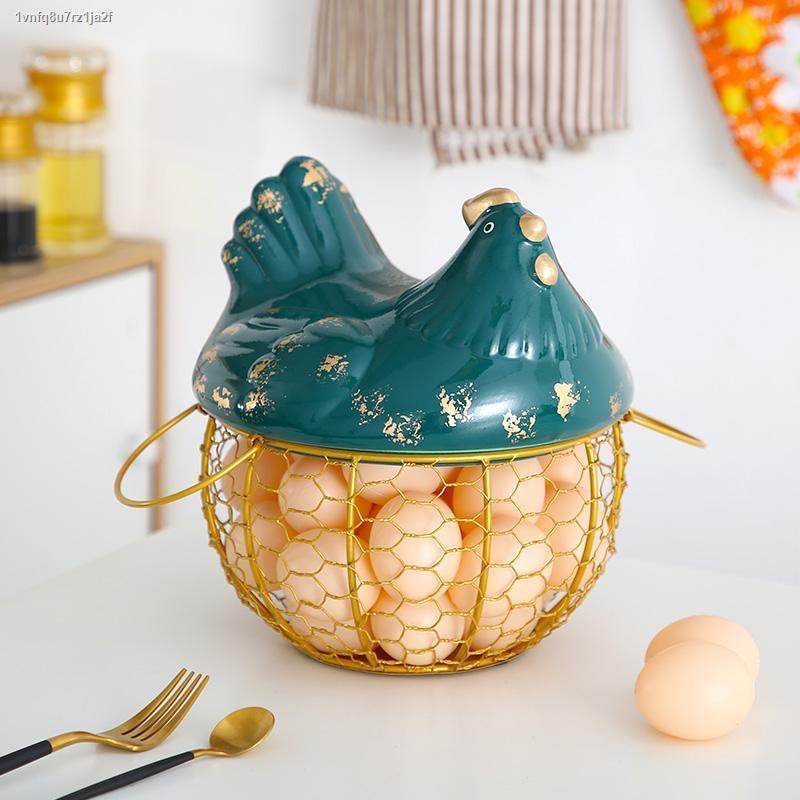 Egg Storage Basket Stucco Ceramic Hen The Golden Is Contrasting With ...