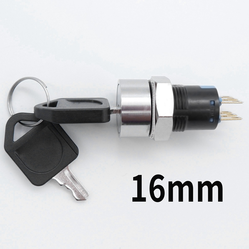 16mm 19mm 22mm Metal Rotary Key Switch ON OFF 2/3 Position Waterproof ...
