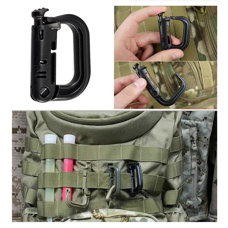 EDC Plasctic Shackle Quickdraw Carabiner D-ring Clip molle attach ...