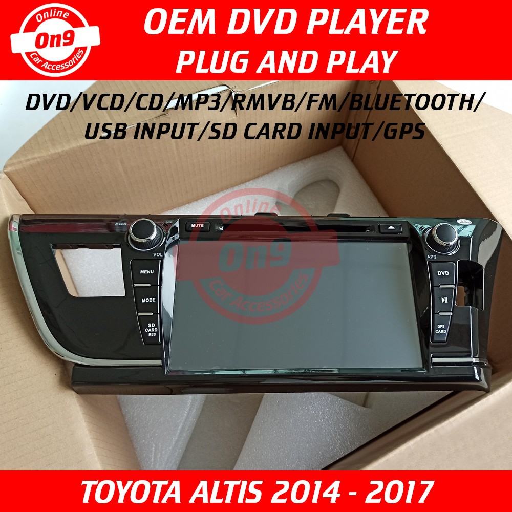 Toyota Altis 2014 2015 2016 2017 9" Oem Double Din Player Plug and Play ...