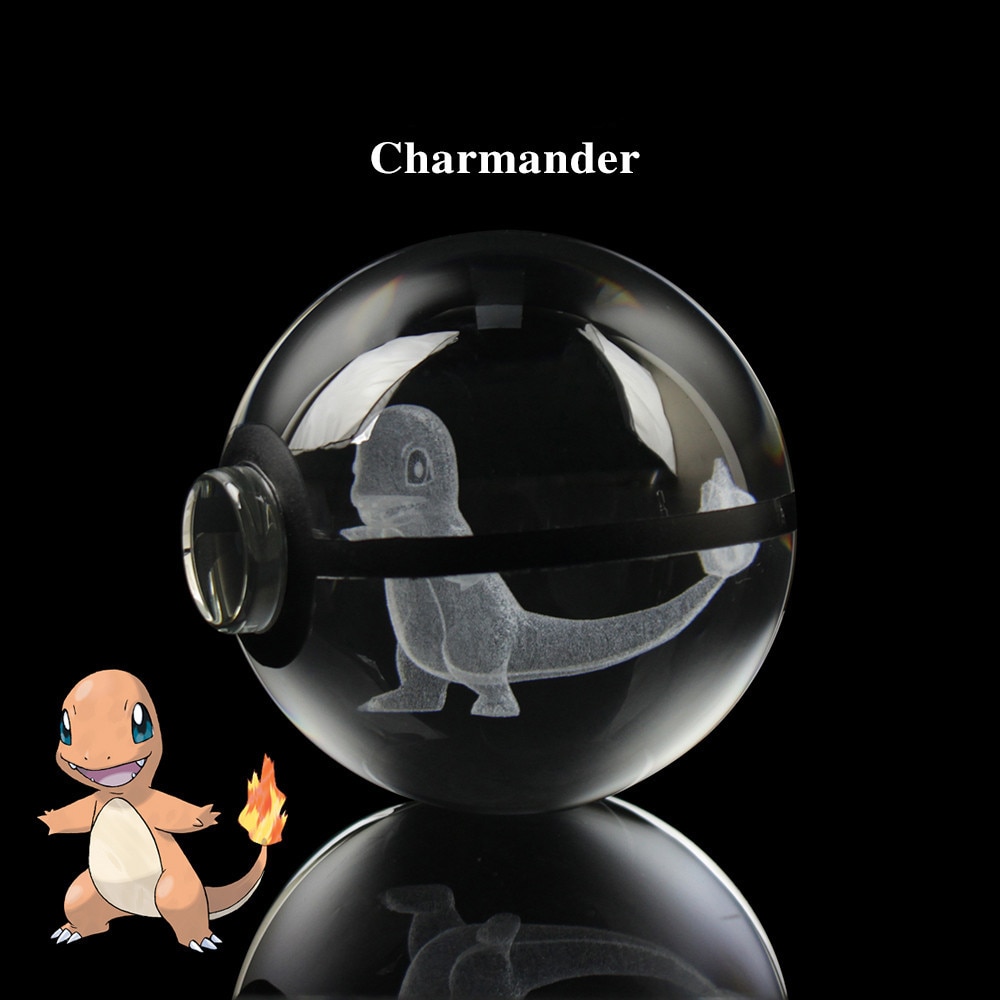 8CM POKEMON Charmander Pokeball Crystal Elf Ball Crystal ball Solid ...