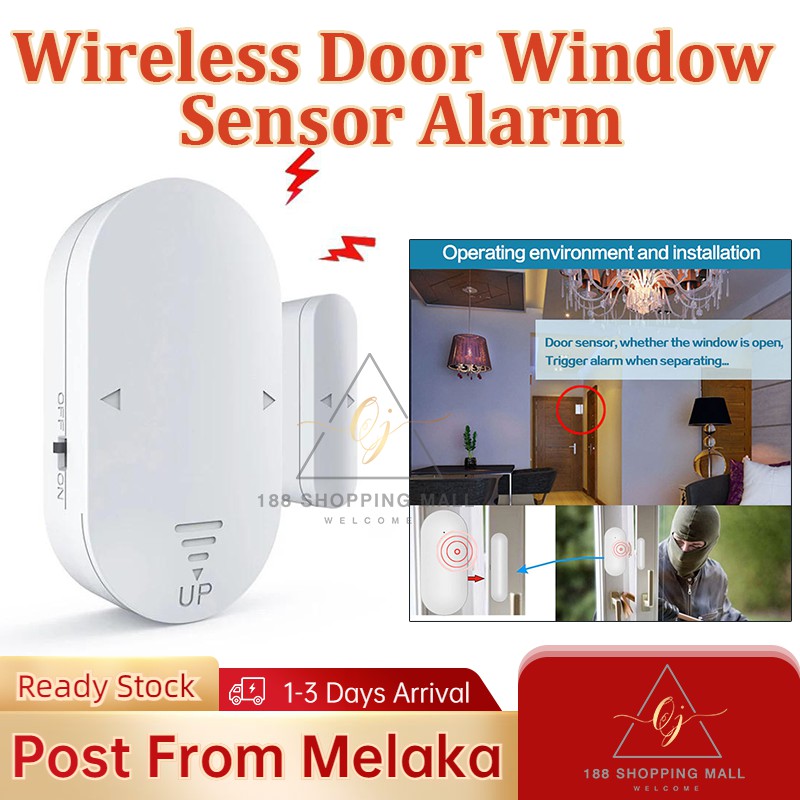 Wireless Door Window Sensor Alarm Detector With 130dB Alarm Sound Built ...
