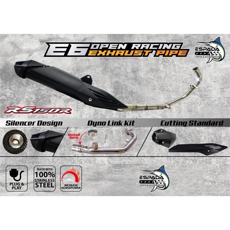 ESPADA RACING MUFFLER EXHAUST PIPE STANDARD CUTTING E6 Y15ZR / RS150 / LC135 / Y16ZR >> 32MM ...