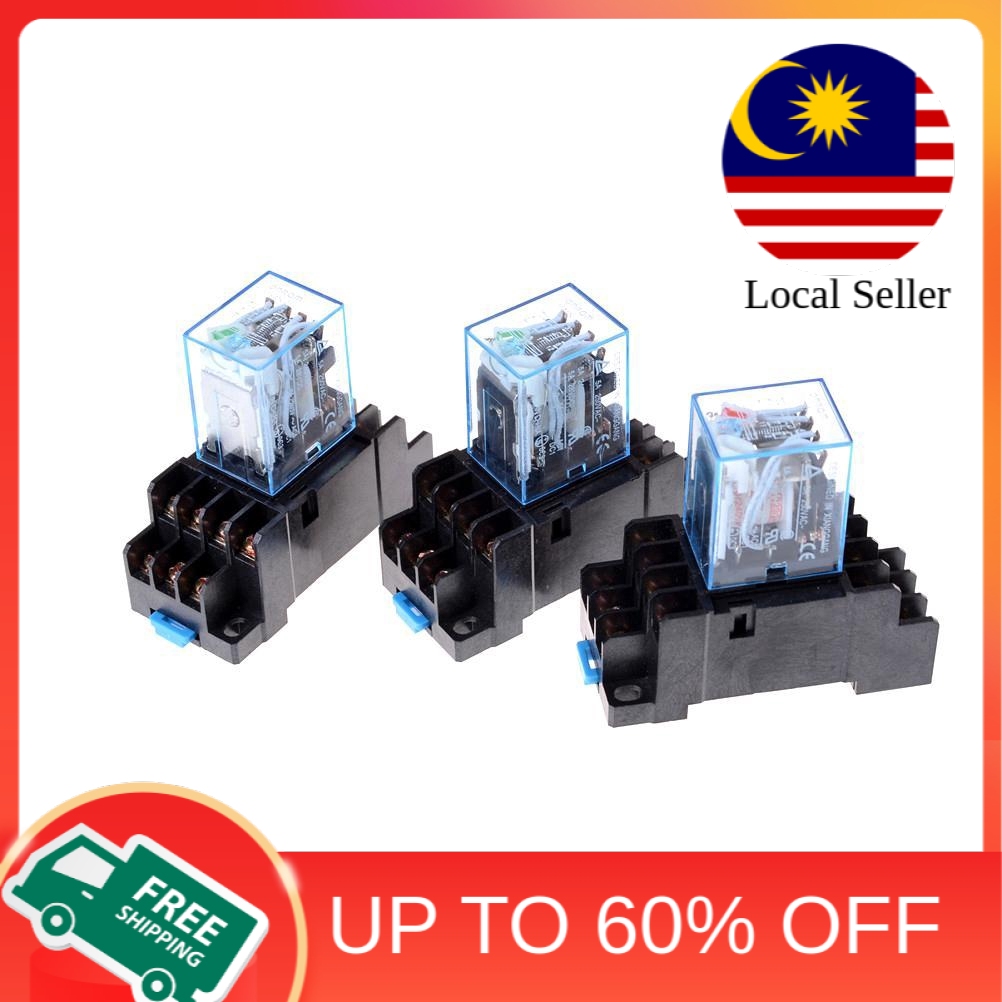 [GUMO] MY4NJ 12v/24v/220v Coil Power Relay DIN Rail Mounted 14 Pin 4PDT with Socket HDY | Shopee ...